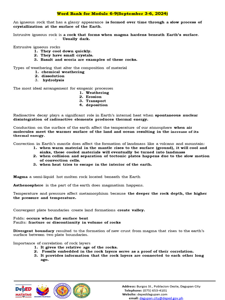 Word Bank Module 6 9 | PDF