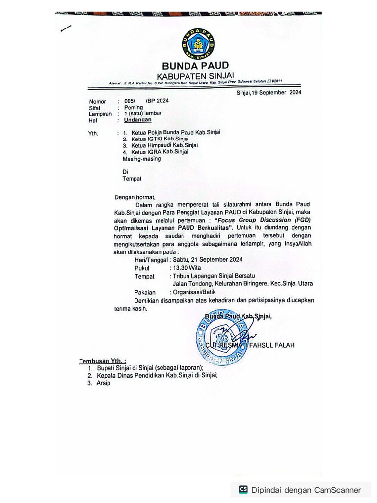 Undangan Bunda Paud | PDF