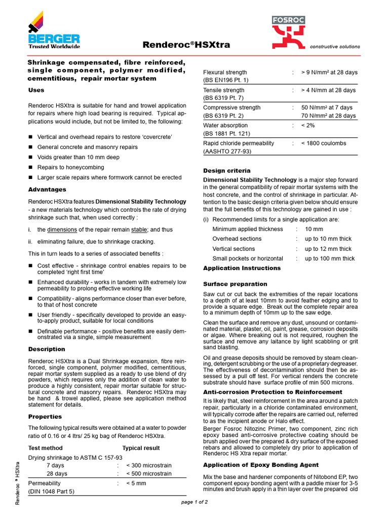 TDS Renderoc HSXtra BFL | PDF