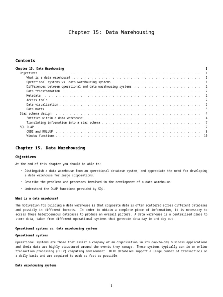 chp15 16 17 Warehouse NoSQL | PDF | No Sql | Data Warehouse