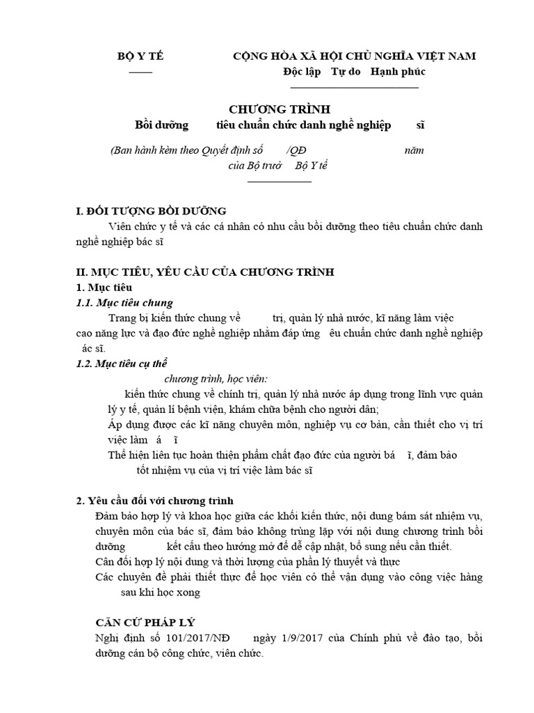 1 Chuong Trinh BD Theo TC DNN Bac Si | PDF