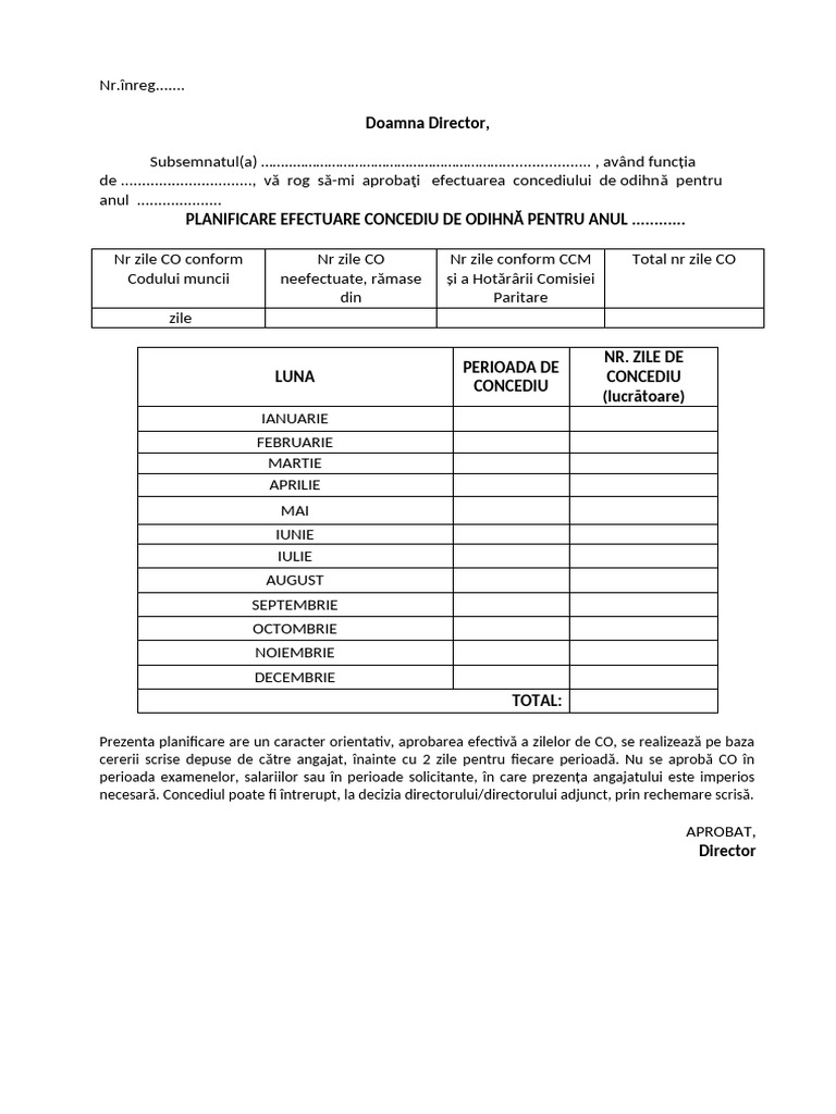 Planificare Concediu | PDF