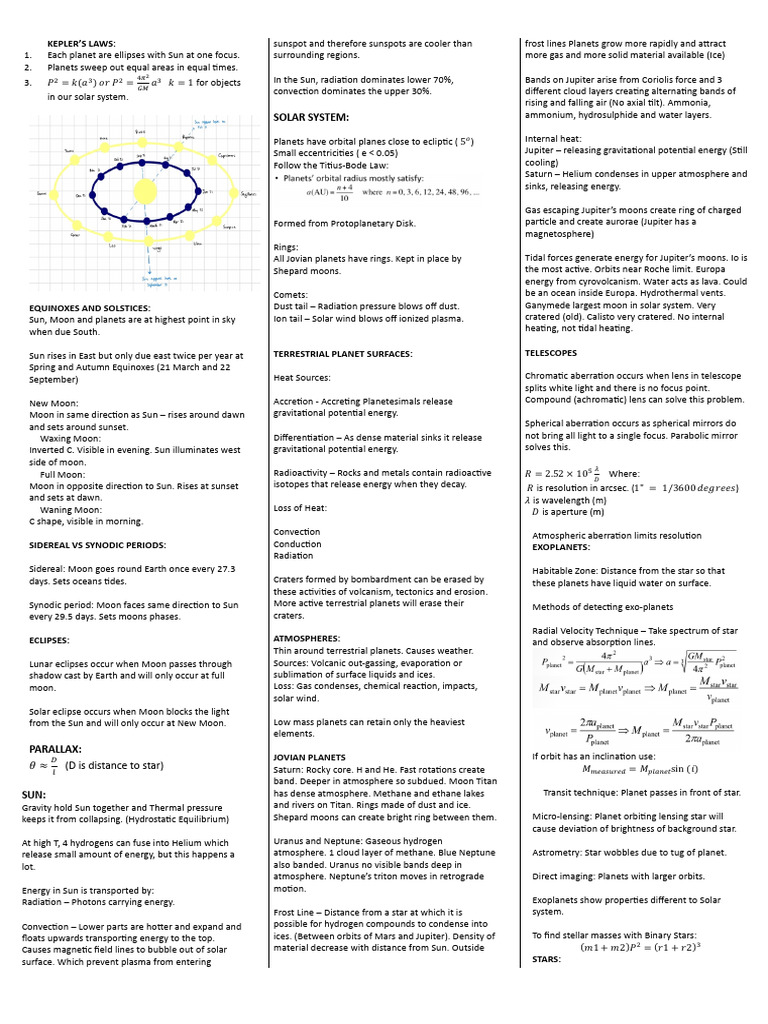 Astronomy Cheat Sheet | PDF | Stars | Technology & Engineering