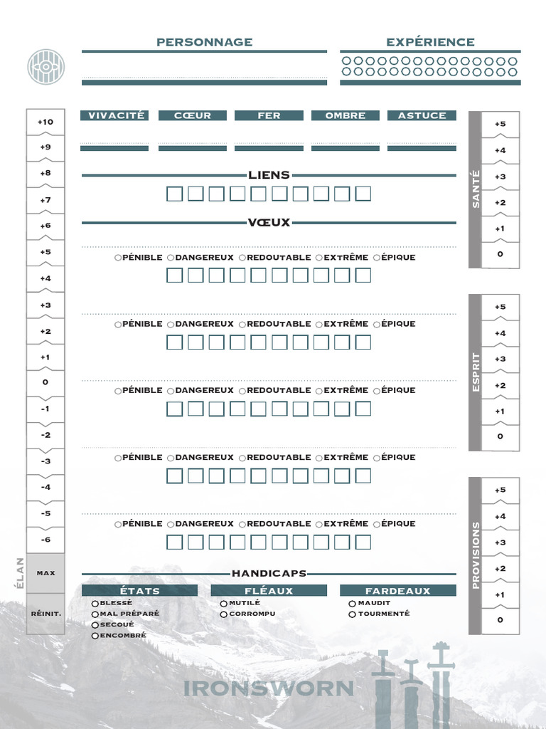 Ironsworn Feuille Personnage | PDF