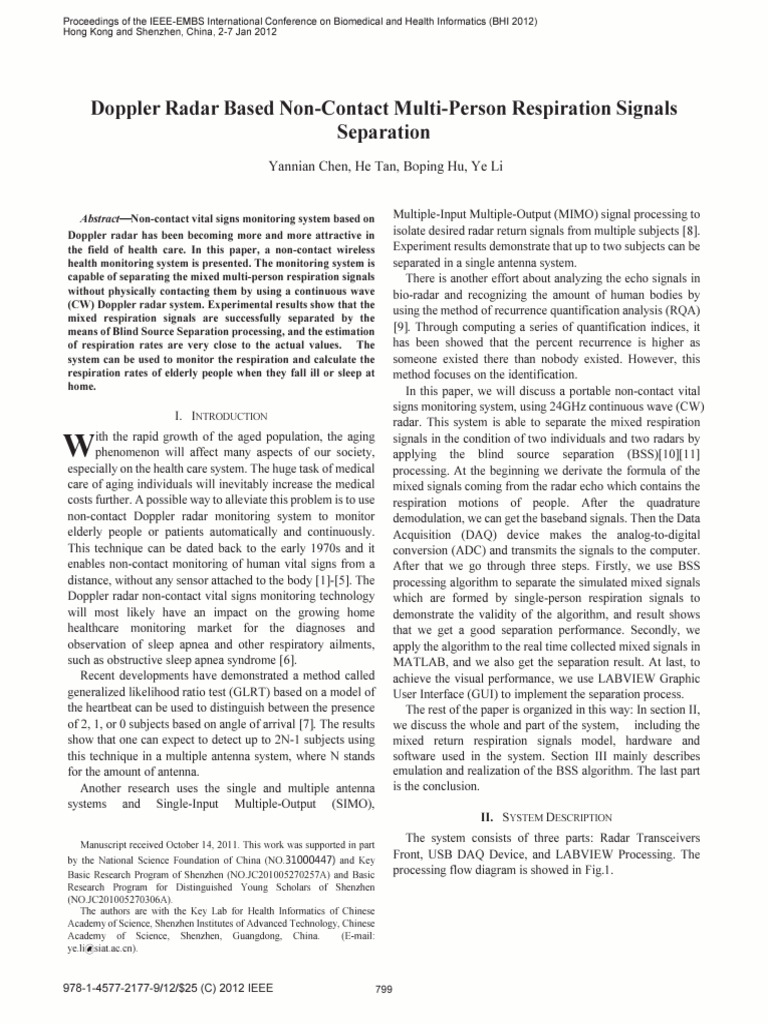 Multi Person Respiration Signals Separation | PDF