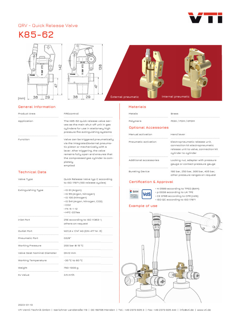Data-Sheet - K85-62 Quick Release Valve - 2023-01-10 | PDF