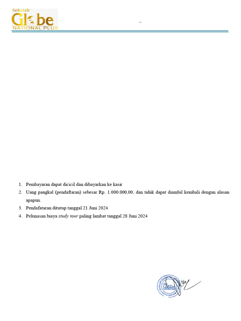 Surat Edaran Study Tour 2024 | PDF