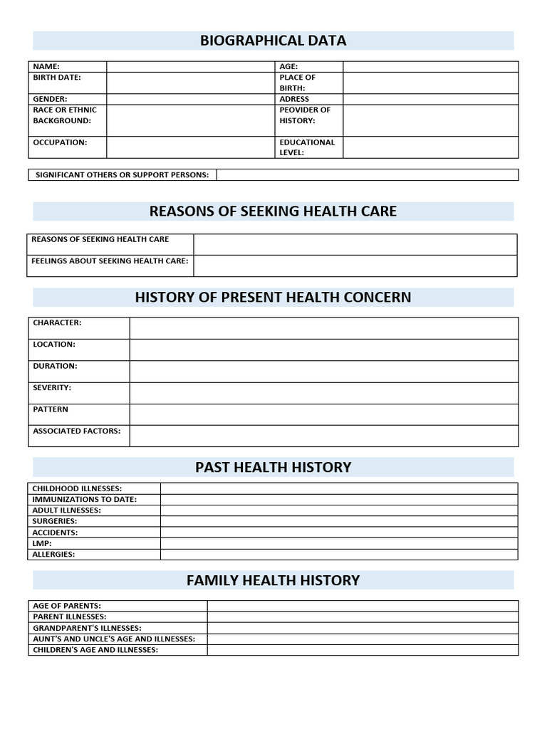 Health History Template | PDF