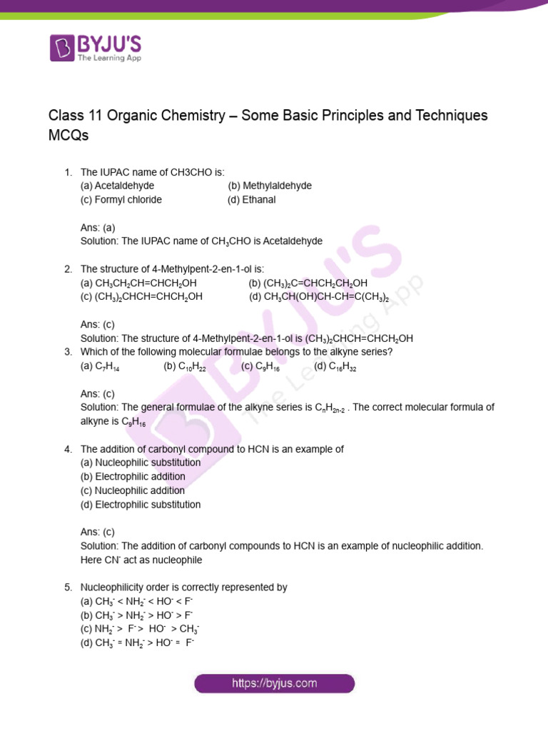 Chapter 12 - Organic Chemistry - Some Basic Principles Techniques | PDF