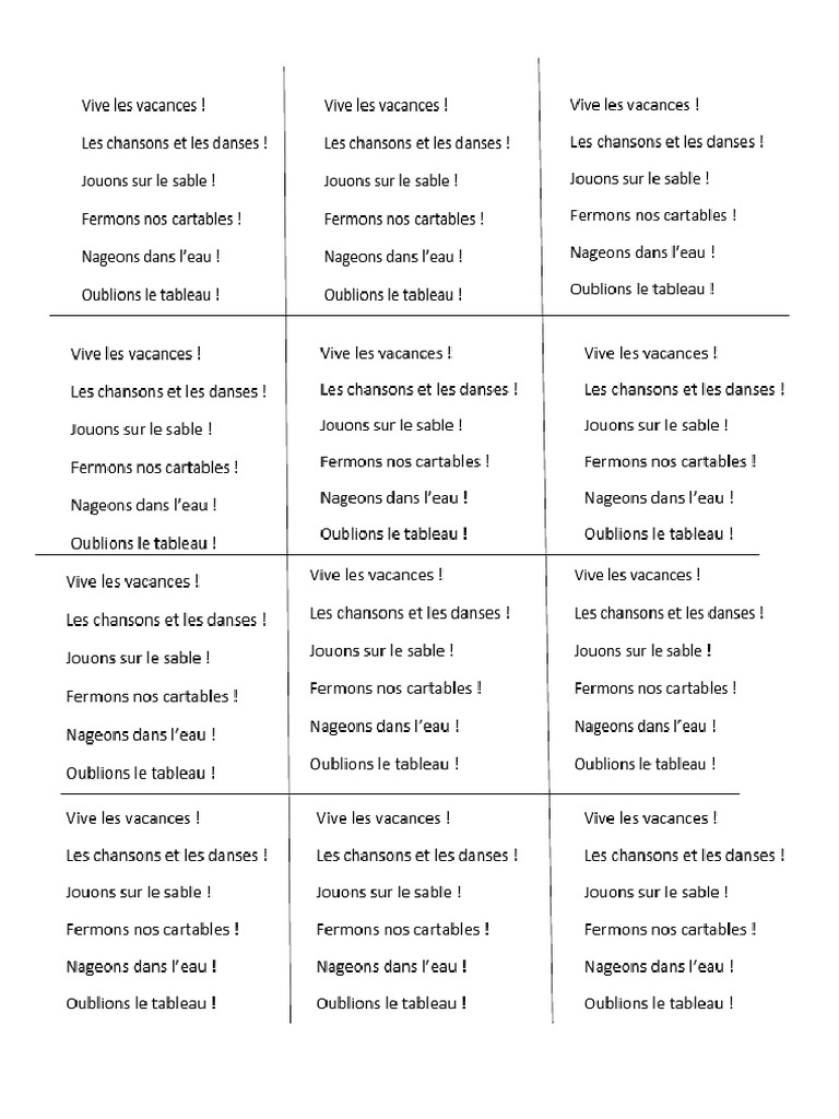 Vive Les Vacances | PDF