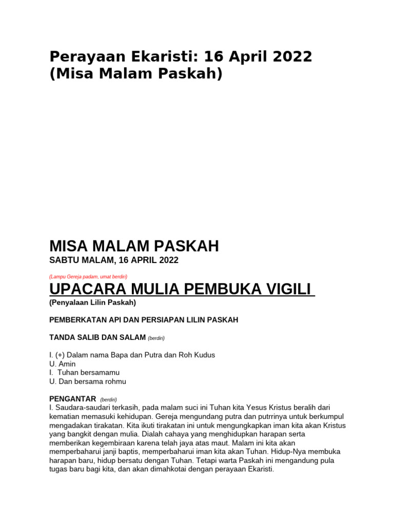 Teks Misa Malam Paskah | PDF