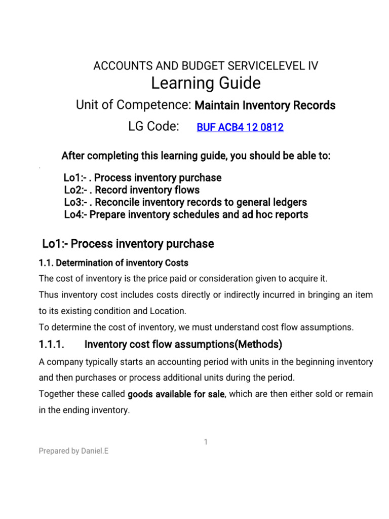 Maintain Inventory Records Level 4 | PDF