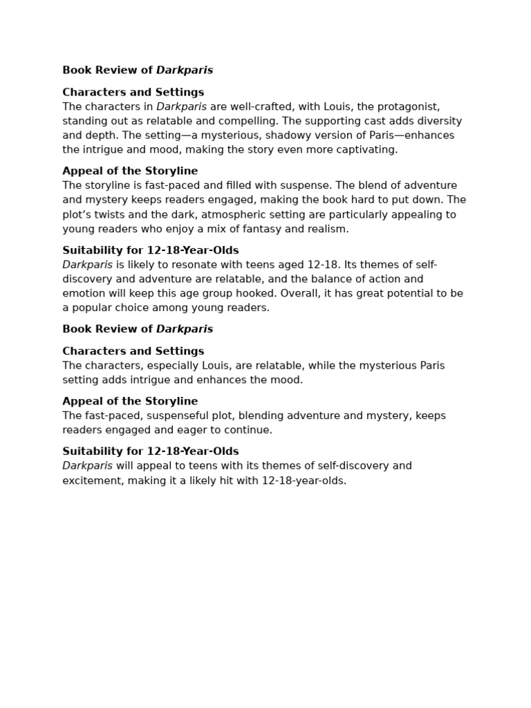Book Review of Darkparis | PDF