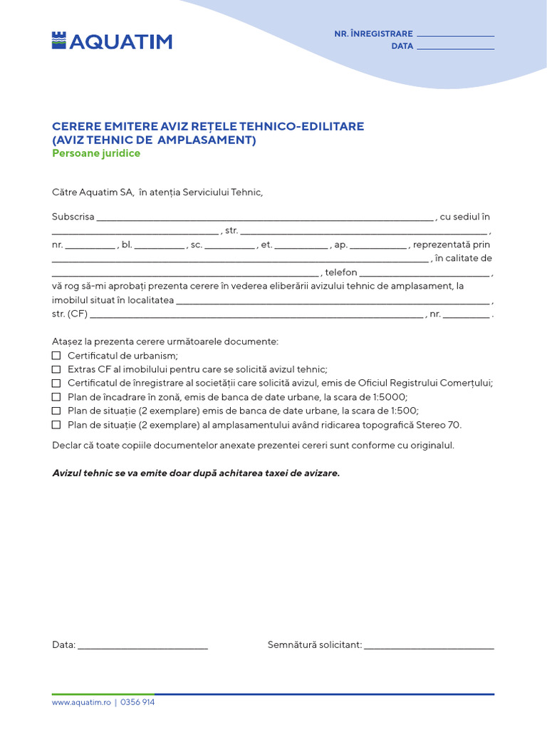 AQUATIM Aviz-Tehnic-De-Amplasament-Pj | PDF