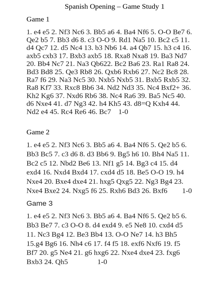 SPanish Opening - Study1 | PDF