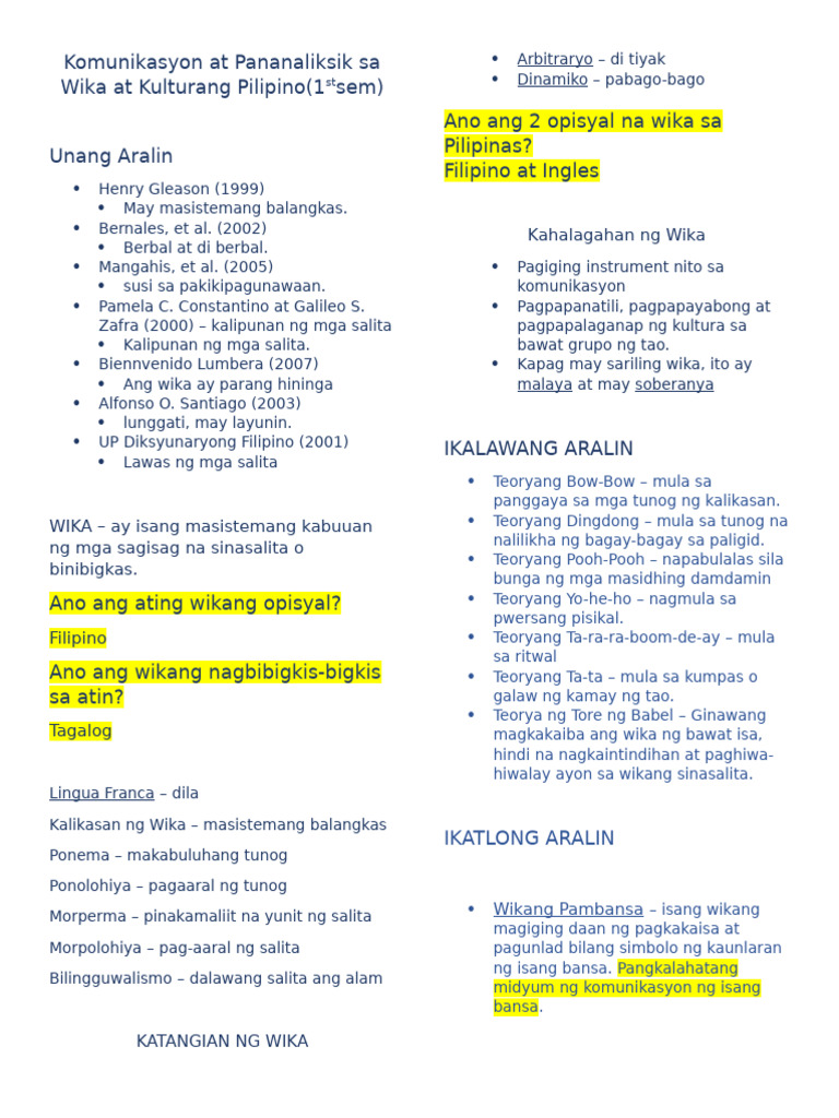 Komunikasyon at Pananaliksik Sa Wika at Kulturang Pilipino | PDF