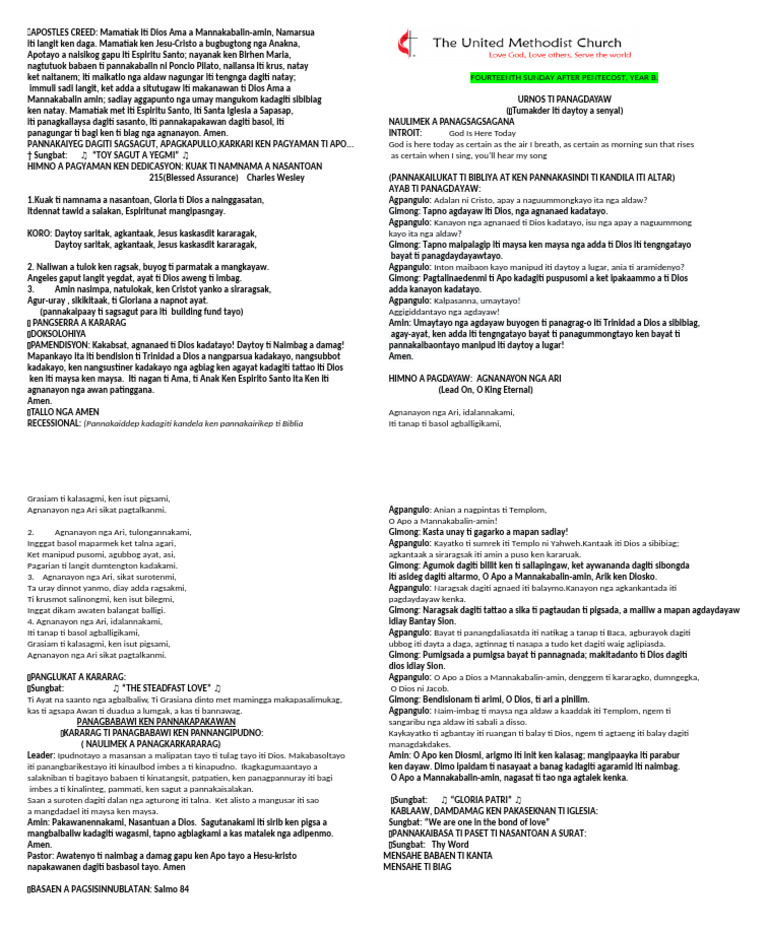 14th Sunday After Pentecost Year B Pdf