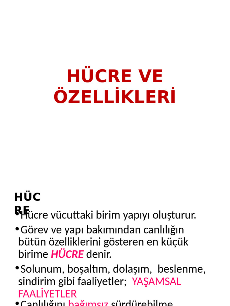 Ders 2 Hücre Ve Özellikleri | PDF