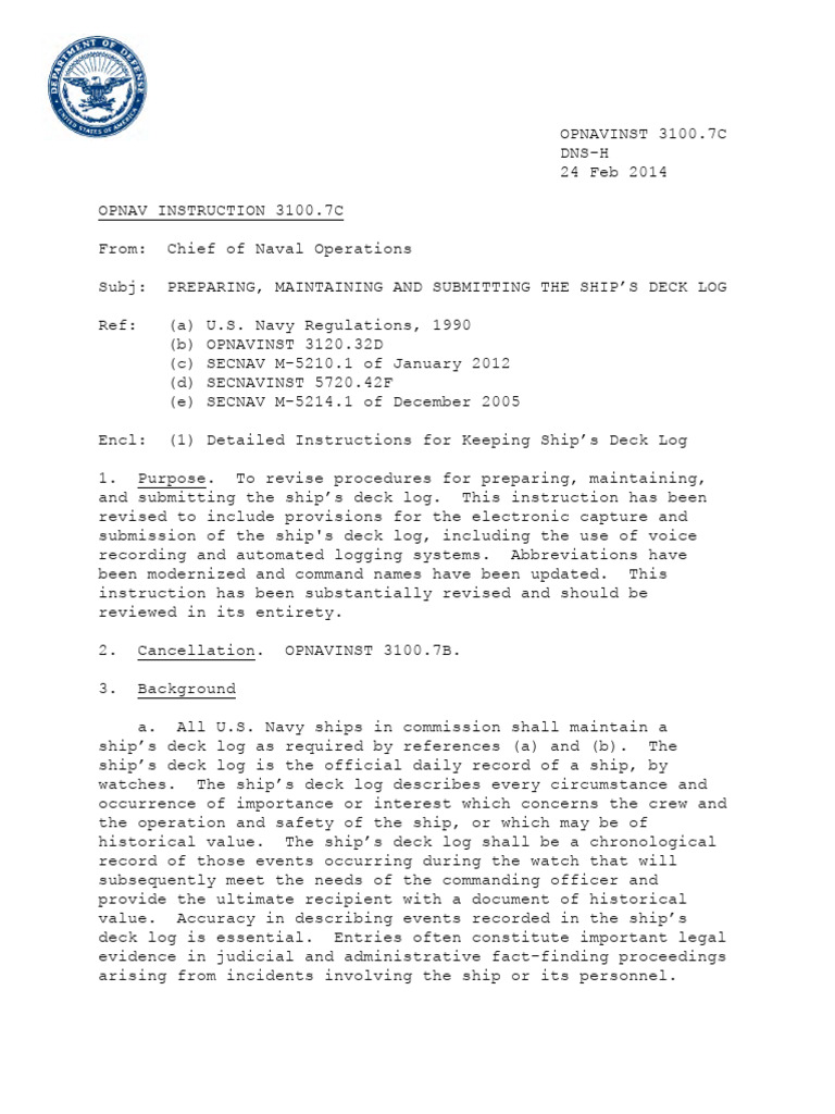 Department of The Navy: O C N O 2000 N P W, DC 20350-2000 | PDF