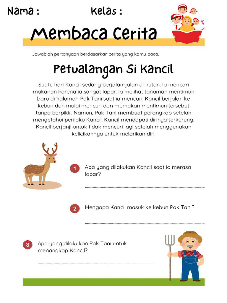 LKPD Bahasa Indonesia Teks Narasi Imajinatif Kelas 2 | PDF