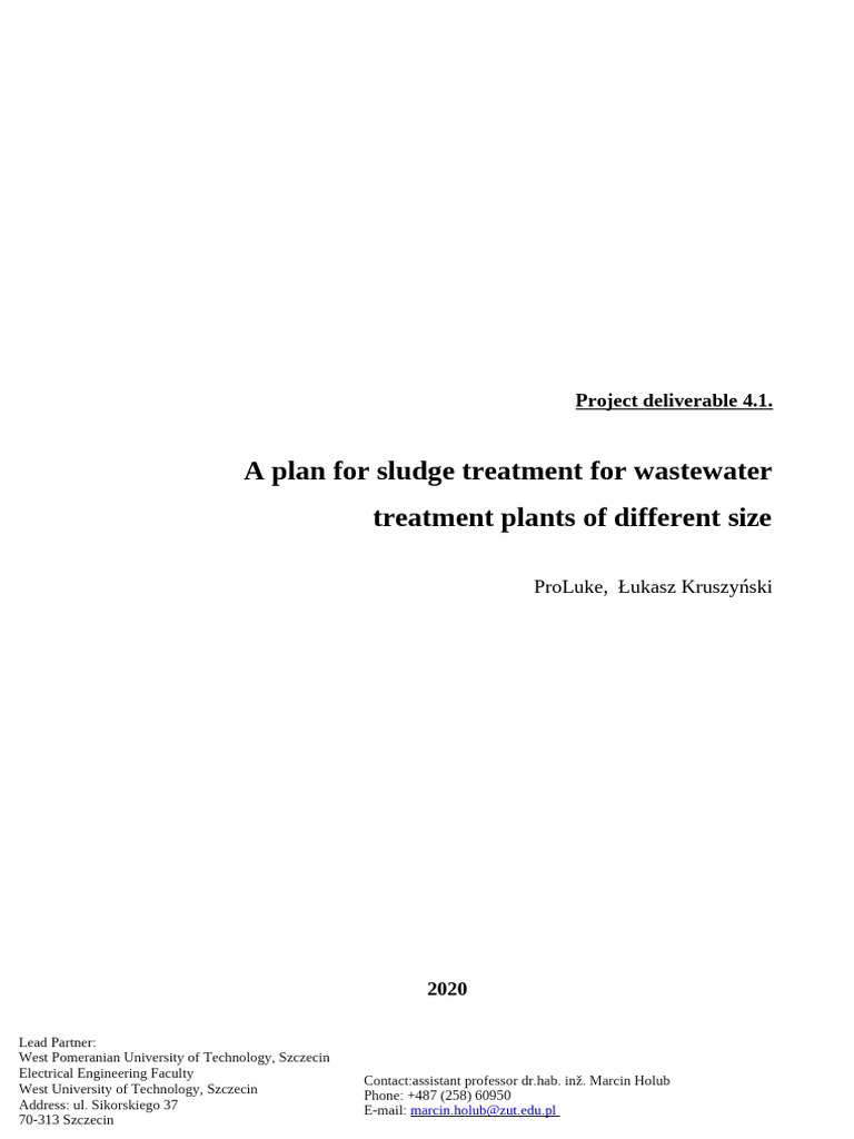 Sludge Treatment pLAN WWTP | PDF