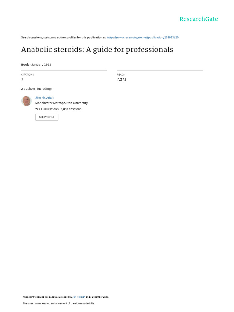 Anabolic Steroids A Guide For Professionals | PDF