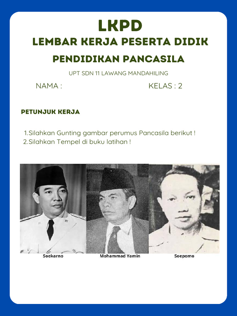 LKPD Pendidikan Pancasila Kelas 2 Perumus Pancasila | PDF