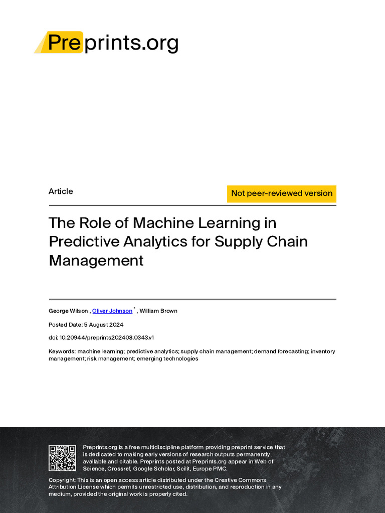The Role of Machine Learning in Predictive Analyti | PDF
