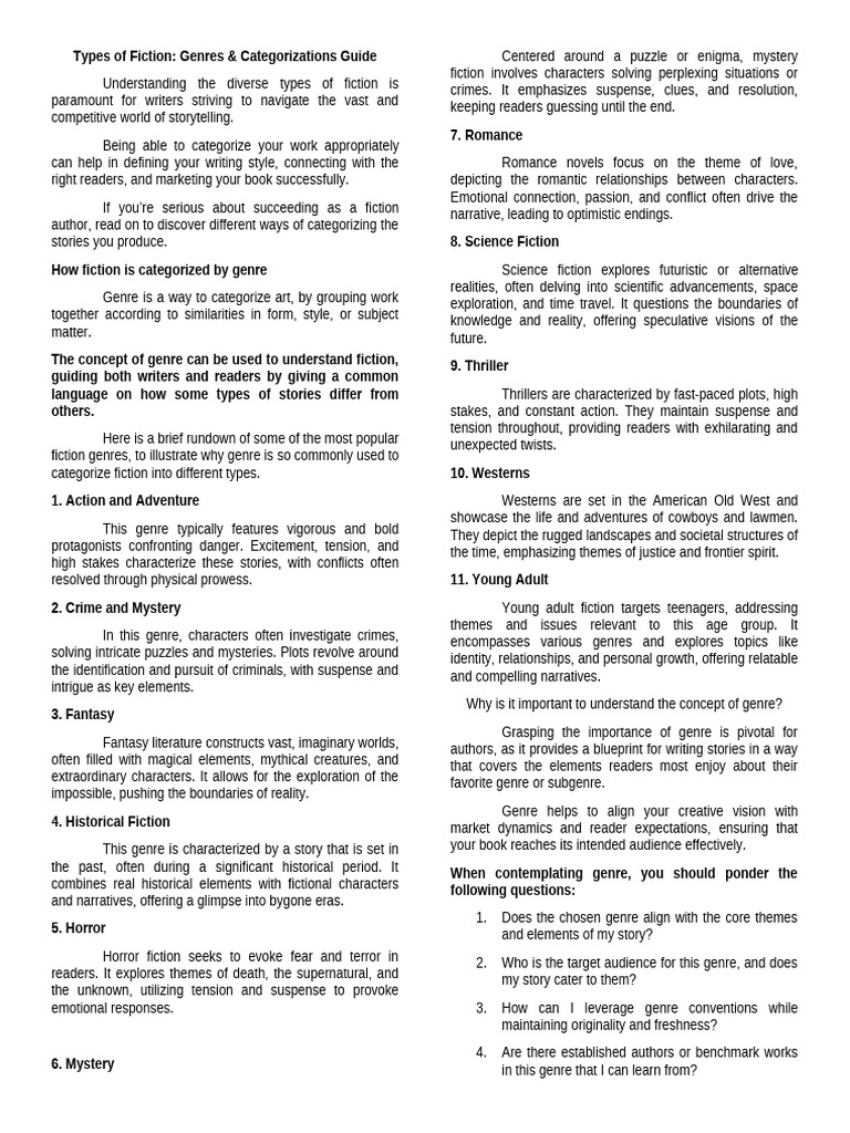 Types of Fiction | PDF