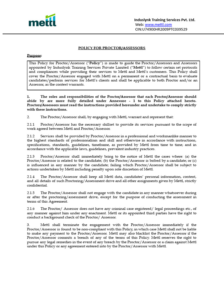 Proctor Policy | PDF