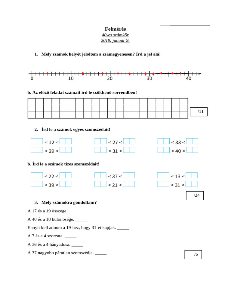 Felmérés 40-Es Számkör | PDF