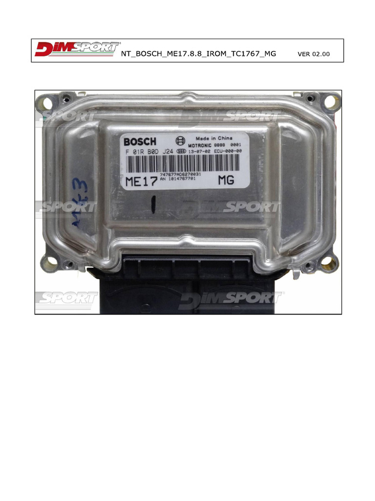 BOSCH - ME17.8.8 - IROM - TC1767 - MG China | PDF