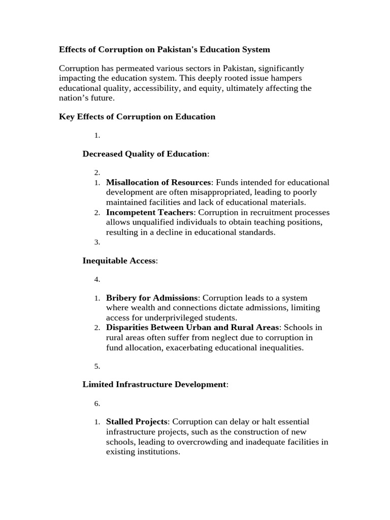 Corruption's Impact on Pakistan's Education | PDF | Political ...