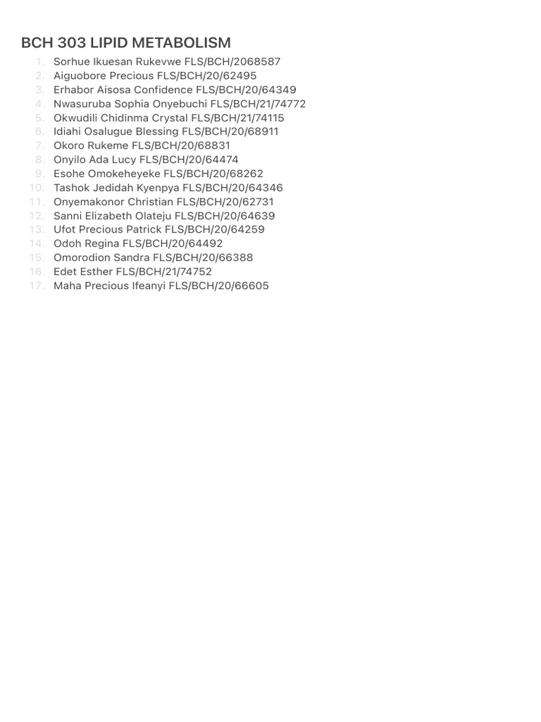 BCH 303 Lipid Metabolism | PDF