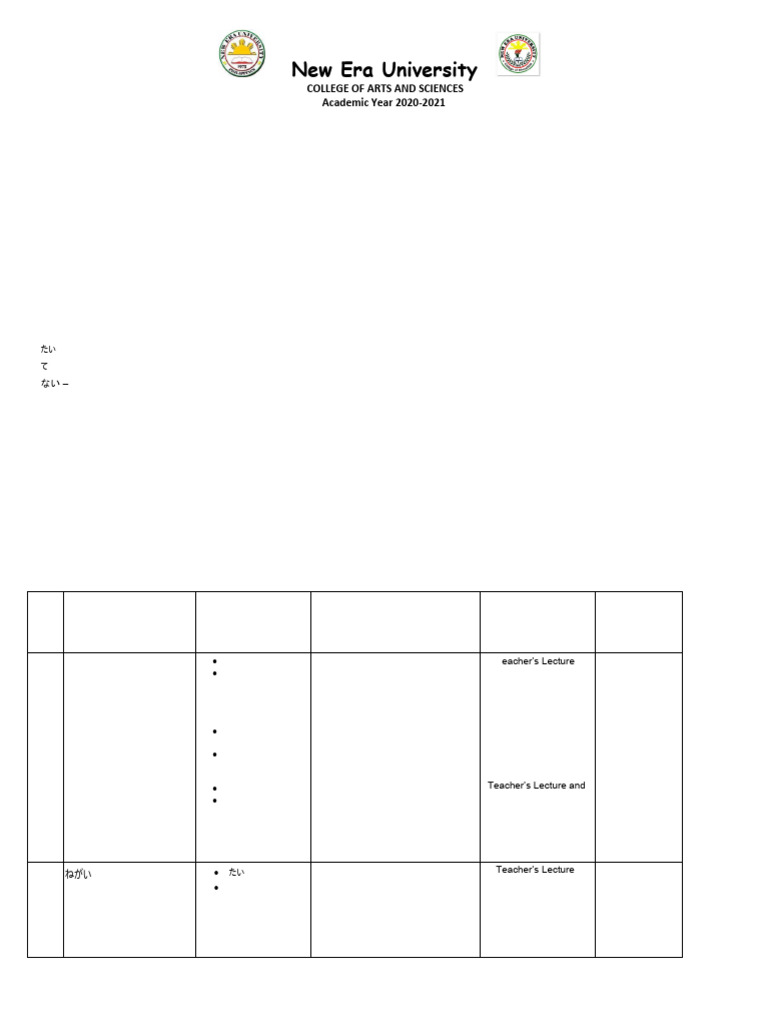 VLE Course Plan FL102 | PDF