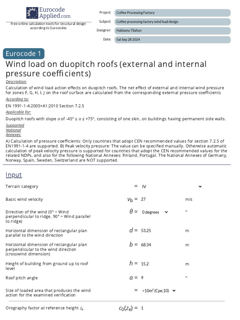Wind Load Calculation for Duopitch Roofs | PDF | Pressure | Technology ...