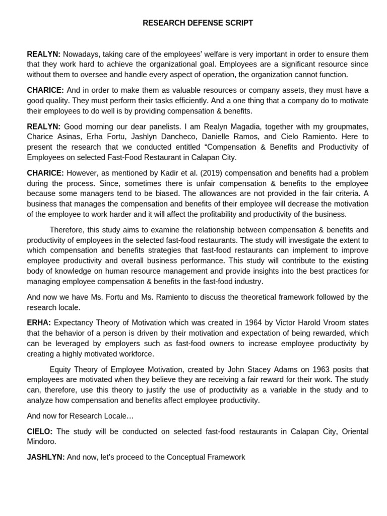 Final Research Defense Script 2 | PDF | Employment | Career & Growth