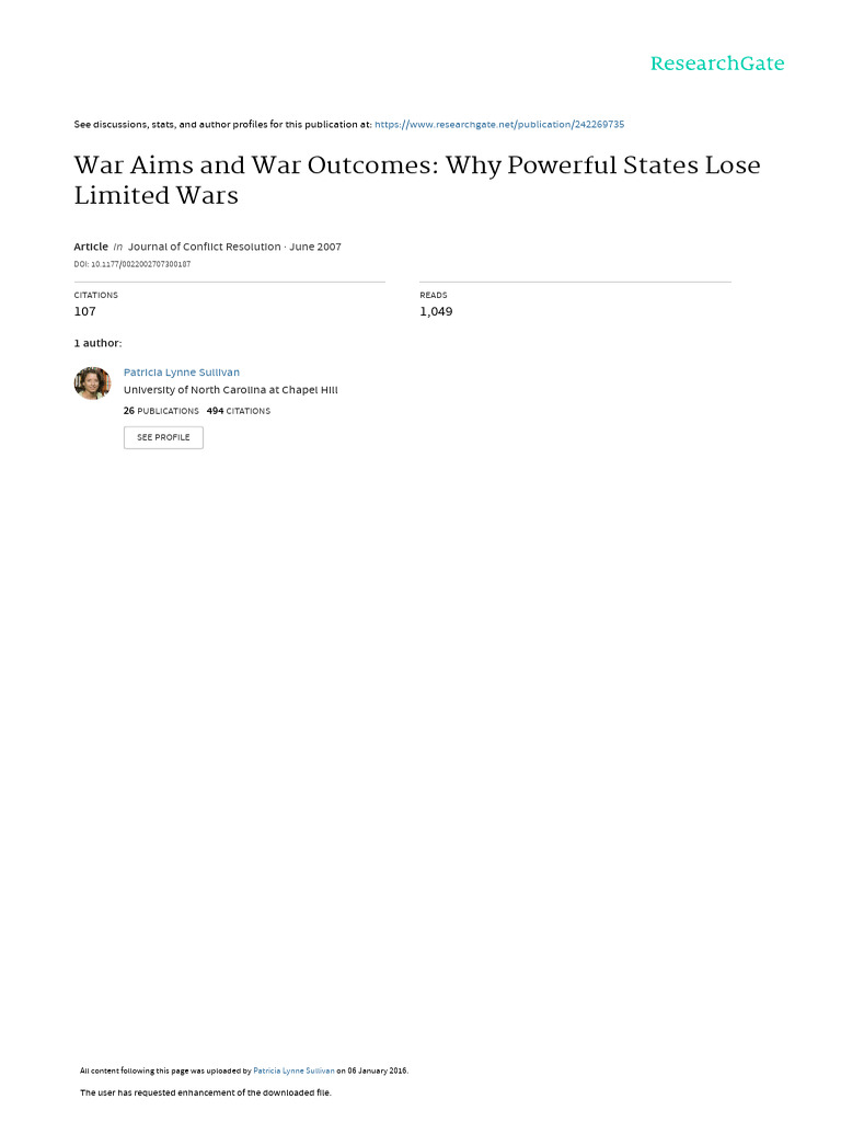 War Aims and War Outcomes Why Powerful States Lose | PDF