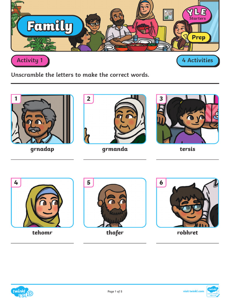 ESL Family Activities for YLE Starters | PDF | English As A Second Or ...