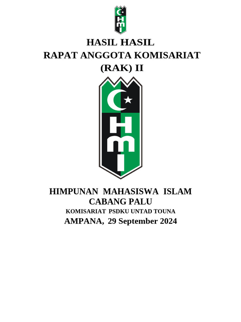 Draft Rak Hmi Komisariat PSDKU Untad Touna | PDF