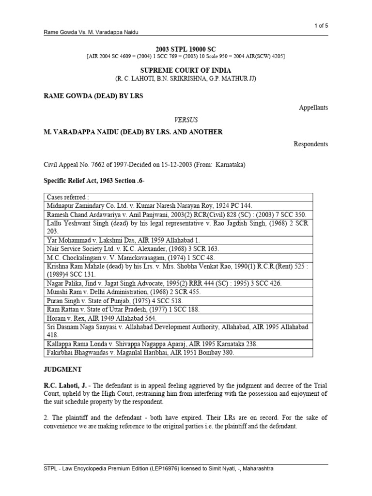 Rama Gowda Judgment | PDF