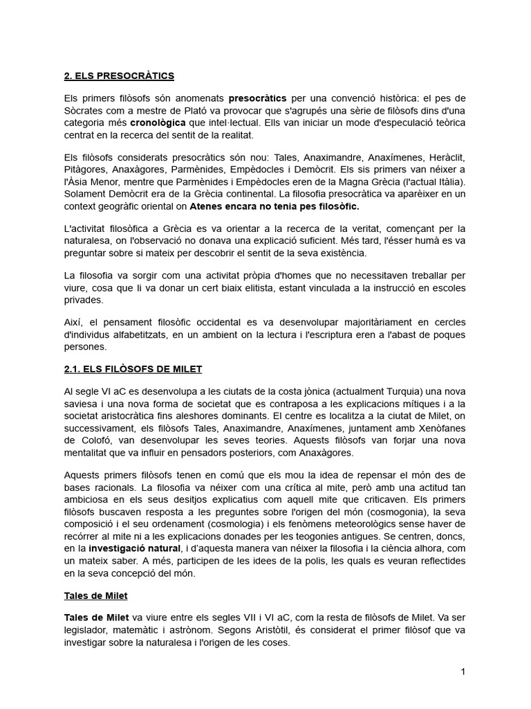 Els Presocràtics | PDF