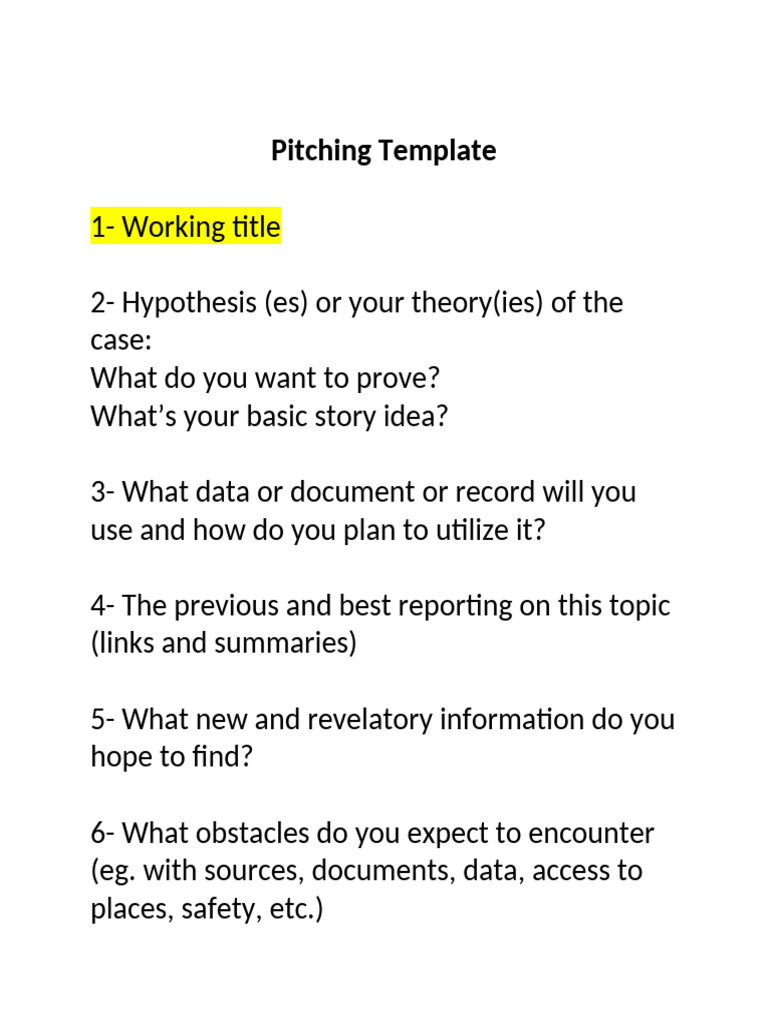 Pitching Template | PDF
