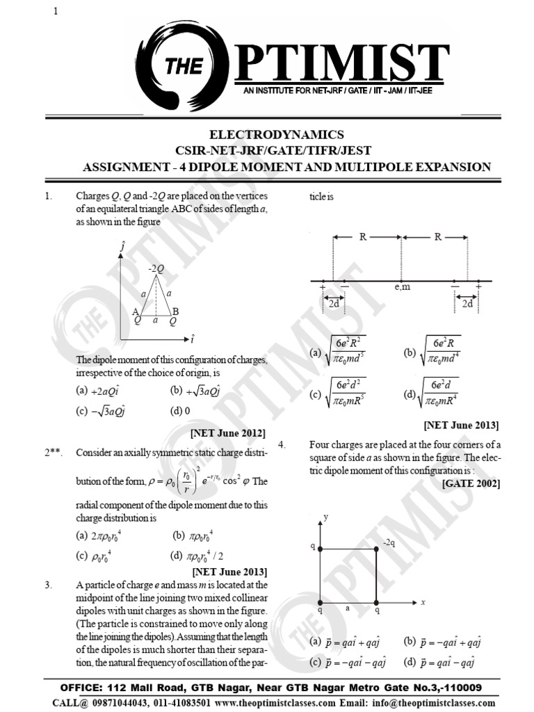 025969c7f24ef-Assignment 4 Dipole Moment and Multipole Expansion | PDF