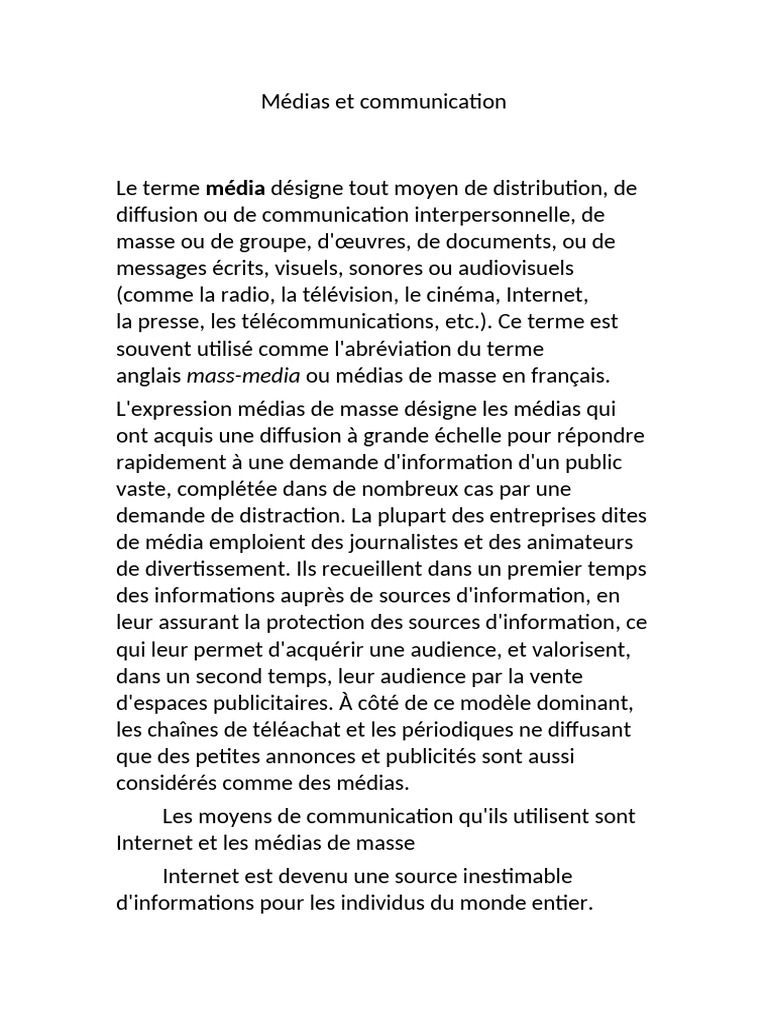 Médias Et Communication | PDF