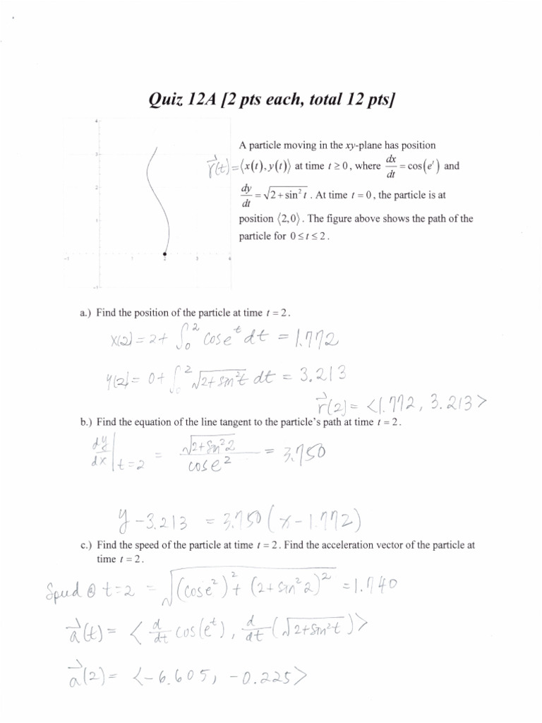 Quiz 12A Solutions | PDF