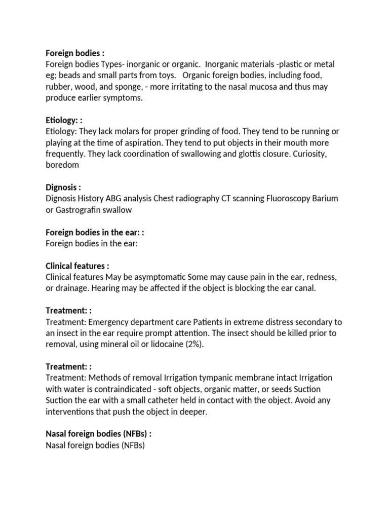 Foreign Bodies Aspiration | PDF