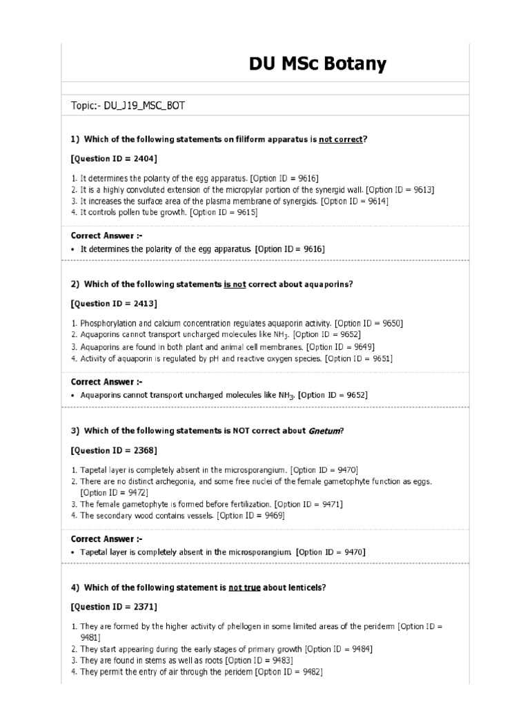 Duet 2019 MSC Botany | PDF