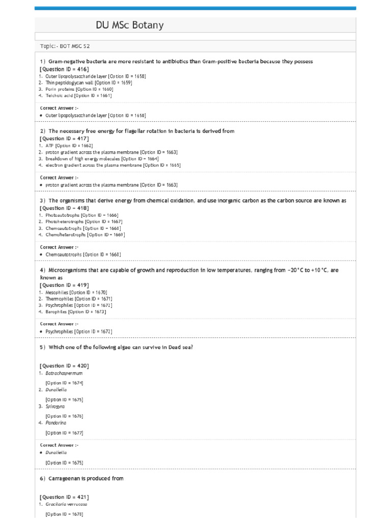 Duet 2020 MSC Botany | PDF