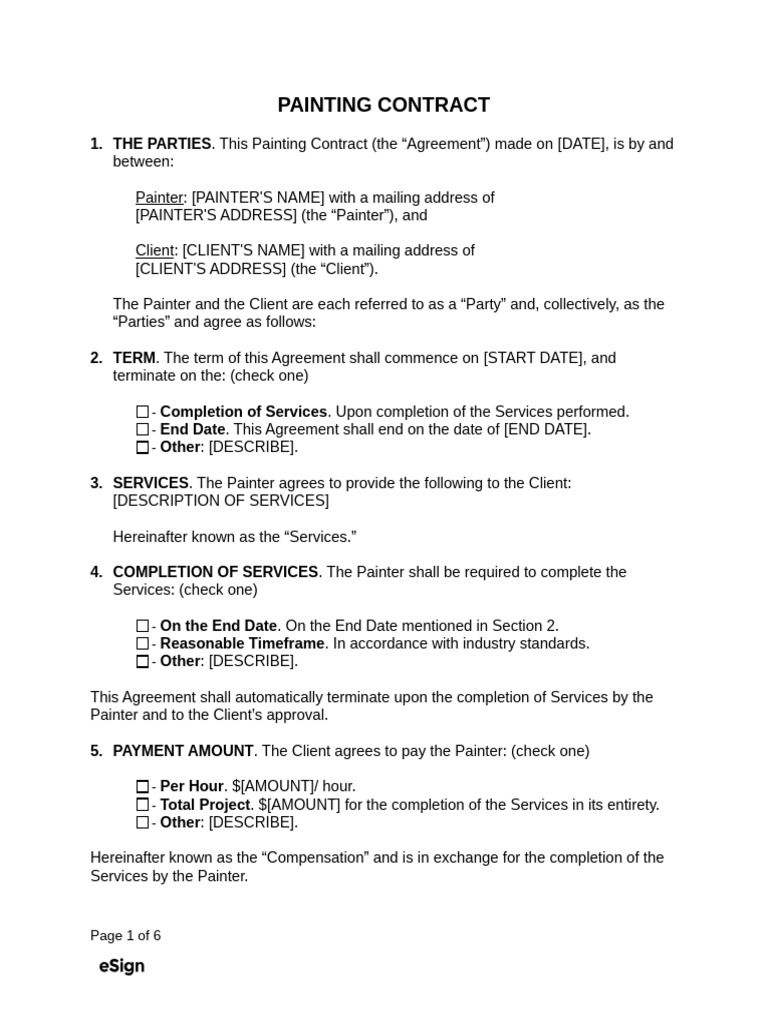 Painting Service Contract Template | PDF